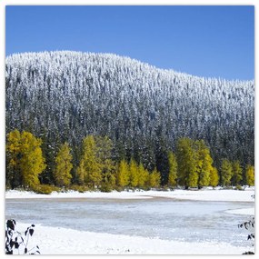 Obraz - zasněžené hory v zimě (30x30 cm)
