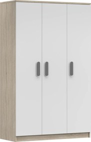 IDZ Šatní skříň SMYK III 3D 19, 120 cm Bílá + Dub Sonoma / Barevné úchytky Barva: Grafit