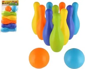 TEDDIES Kuželky s míčky / Bowling sada / 10 kuželek + 2 míčky / Plast