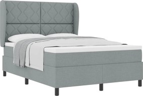 Postel s boxspringem s čelo Světle šedá 160 x 200 cm textil 3340634