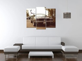 Gario Obraz s hodinami Ford Mustang, 55laney69 - 3 dílný Rozměry: 90 x 70 cm