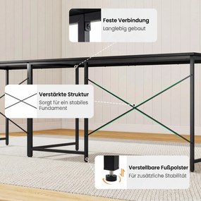 Costway Počítačový stůl ve tvaru L Přestavitelný s odnímatelným stojanem – černý