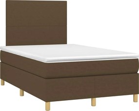 Box spring postel s matrací a LED tmavě hnědá 120x200 cm textil 3135264