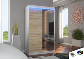 ADRK Furniture Posuvná skříň se zrcadlem a LED osvětlením REWENA 120 ADRK-SW-REW-WS-120+L