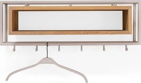 Nástěnný věšák z dubového dřeva v přírodní barvě/taupe s poličkou 78 cm School – Spinder Design