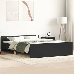 Rám postele s hlavovým a nožním čelem černý 150 x 200 cm 3203755