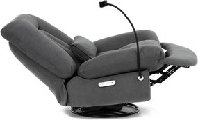 Polohovací křeslo TV-7081 GREY2, elektrické zabudované ovládání, látka, šedá (118 x 112) cm