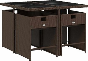 5dílný zahradní jídelní set s poduškami hnědý polyratan 3211077
