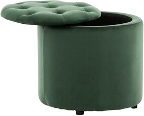 Taburetka s úložným prostorem Pantin - samet, v42 x Ø45 cm - Zelená