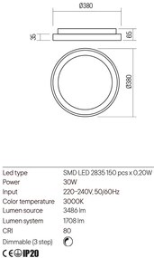 Redo Stropní LED svítidlo Iconic, ø38cm Barva: Zlatá