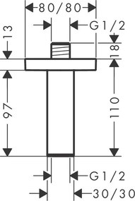 HANSGROHE Hansgrohe, přívod od stropu E 100 mm, černá matná, HAN-24338670