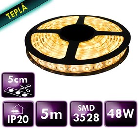 ECOLIGHT LED pásek - SMD 2835 - 5m - 600/5m - 9,6W/m - IP20 - teplá bílá