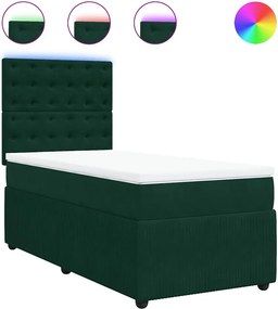 Box spring postel s matrací tmavě zelená 90x200 cm samet 3294553