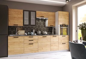 VerDesign DOROTA 280 kuchyňská linka, bílá/dub kraft zlatý