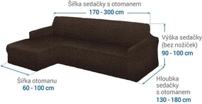 Bielastické potahy CRISTINA tabáková sedačka s otomanem vlevo (š. 170 - 300 cm)