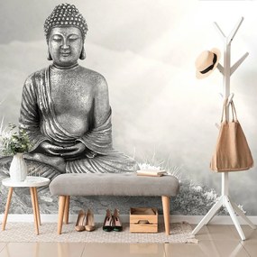 Tapeta meditující Budha černobílý  - 450x300 cm
