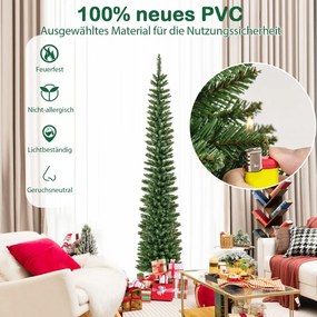 Costway Umělý vánoční stromek s LED světly Tenký vánoční stromek s osvětlením