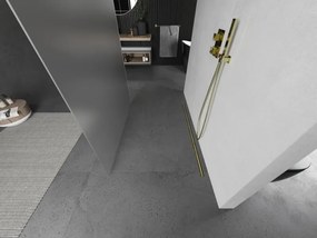 Mexen Kioto, sprchová zástěna Walk-In 120 x 200 cm, 8mm sklo námraza, zlatý matný profil, 800-120-002-55-30