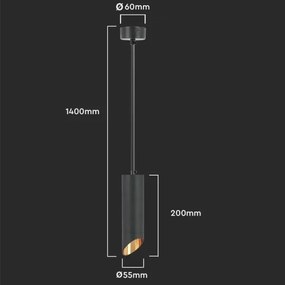 Lustr na lanku 1xGU10/35W/230V 20 cm černá