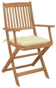 Skládací zahradní židle Busbee s poduškami - masivní akáciové dřevo | 2 ks