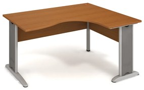 Stůl ergo vlna levý 160×120/80 cm - Hobis Cross CE 2005 L Dekor stolové desky: třešeň, Dekor lamino podnože: třešeň, Barva nohou: Stříbrná