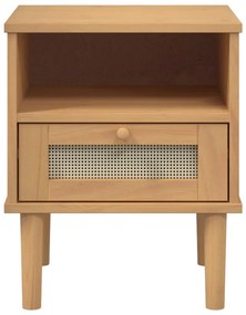 Noční stolek SENJA ratanový vzhled hnědý 40x35x48 cm borovice - Default Title