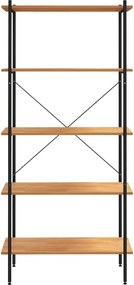 Policový regál s 5 policemi černý a dub 80 x 40 x 163 cm 336348