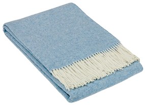 Pletený pléd (deka) Andora z ovčí vlny a kašmíru Barva světle modrá