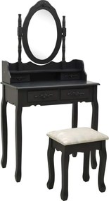 vidaXL Toaletní stolek se stoličkou 75 x 69 x 140 cm pavlovnia [289316] Barva: Černá