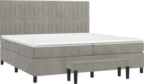 Box spring postel s matrací světle šedá 200x200 cm samet 3137983