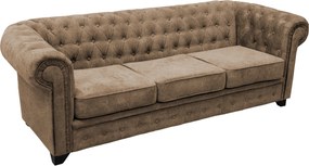 XXXLutz POHOVKA CHESTERFIELD, dřevo, textil, kompozitní dřevo, světle hnědá MID.YOU - Pohovky - 000694009820