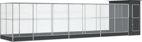Voliéra s nástavbou stříbrná 830 x 203 x 216 cm ocel 3214260