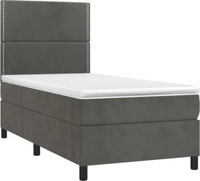 Box spring postel s matrací tmavě šedá 90x200 cm samet 3142942