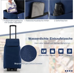Costway Nákupní vozík Skládací víceúčelový vozík s objemem 38 L tmavě