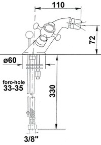 Reitano Rubinetteria, ANTEA stojánková bidetová baterie s výpustí, chrom/zlato, 3182