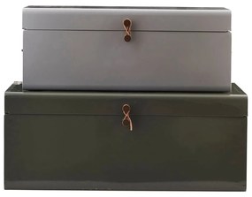Úložný box suitcase šedý a zelený 2ks MUZZA