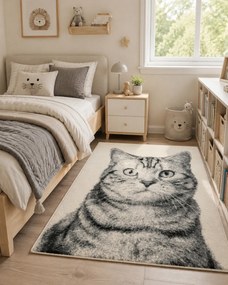 Alfa Carpets, Kusový koberec Cat grey, 80x120, šedá, dětský pokoj
