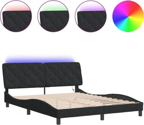 Rám postele s LED bez matrace černý 160 x 200 cm samet 3213863