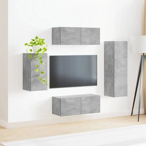 Sestava TV skříněk 4 ks Betonově šedá Kompozitní dřevo 3409009