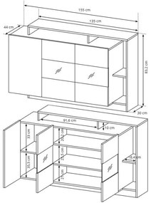 ALVA | komoda | 155 cm | dub grandson/bílá