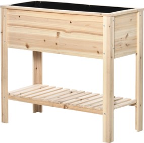 Zvednutá městská zahrada Outsunny se stojanem 90x40x81 cm, rostlinný stůl z přírodního dřeva s netkanou tkaninou | Aosom