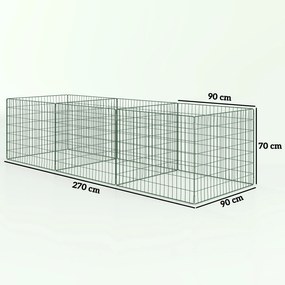 Kompostér 1680 litrů, 270 x 90 x 70 cm Třídílný rychlokompostér z oceli, odolný proti povětrnostním vlivům Zelený