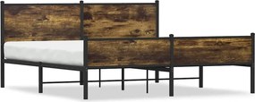 Kovový rám postele bez matrace kouřový dub 183 x 213 cm 3301388