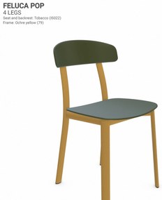 Židle Feluca Pop Barva kovové konstrukce: Ochre yellow 79, Barva sedáku a opěradla z recyklovaného plastu: Reed green IR6013
