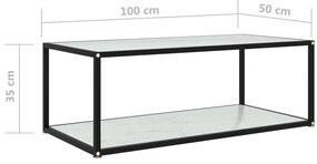 Konferenční stolek bílý 100 x 50 x 35 cm tvrzené sklo - Default Title