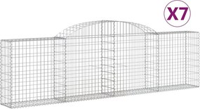 Klenuté gabionové koše 7 ks 300x30x80/100 cm pozinkované železo 3146508