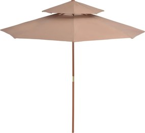 vidaXL Dvoupatrový slunečník s dřevěnou tyčí, 270x270 cm, [44520] Barva: Černá