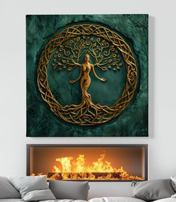 Obraz na plátně - Strom života Zlatá žena Ygg FeelHappy.cz Velikost obrazu: 40 x 40 cm