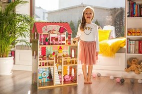EcoToys Dřevěný domeček Rezidence+ 2 panenky, ZA-4109