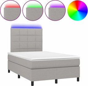 Box spring postel s matrací a LED světle šedá 120x200 cm textil 3134861